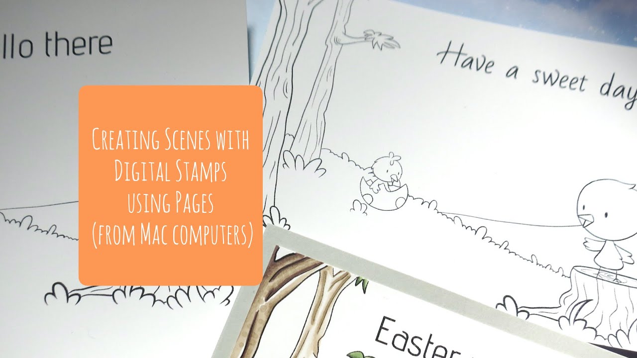 How to create scenes using digital stamps for card making in Pages ...