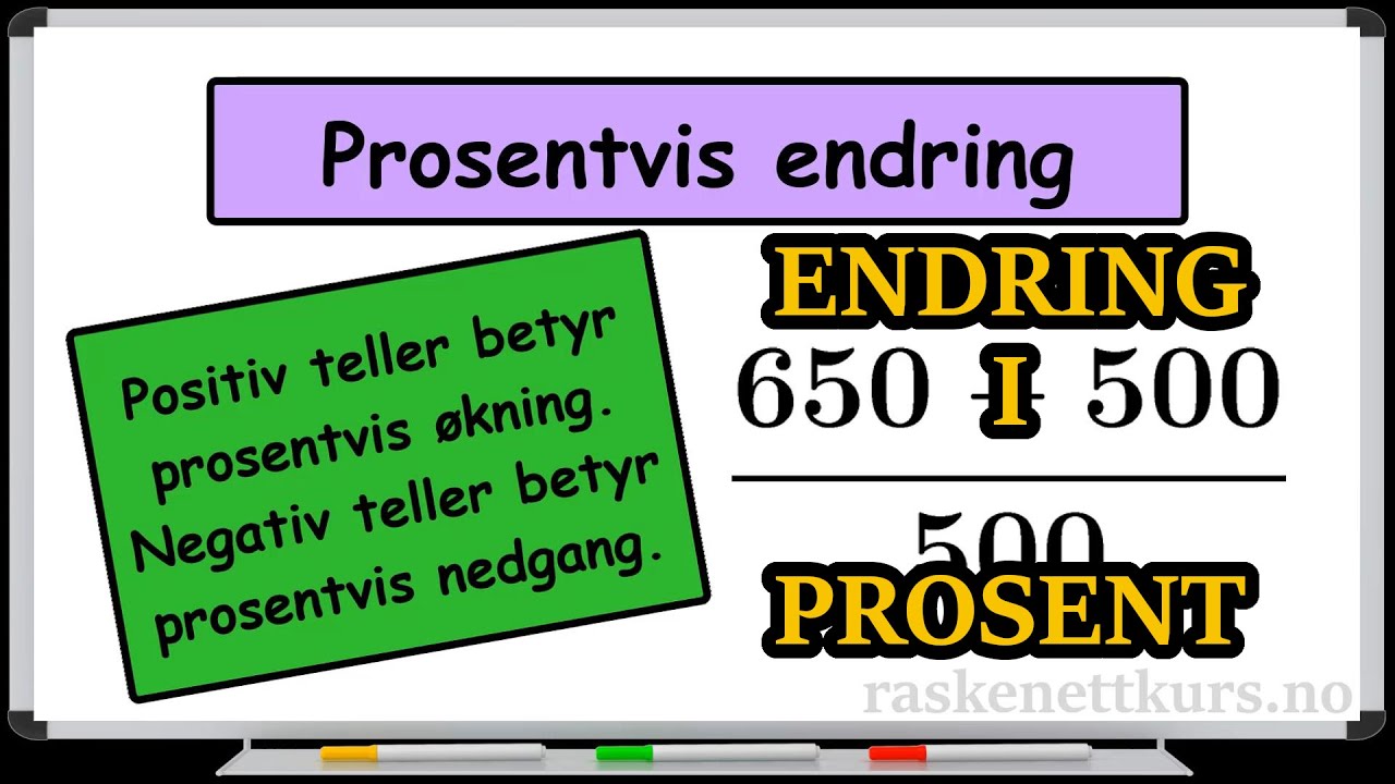 Eksempel: Endring i prosent - YouTube