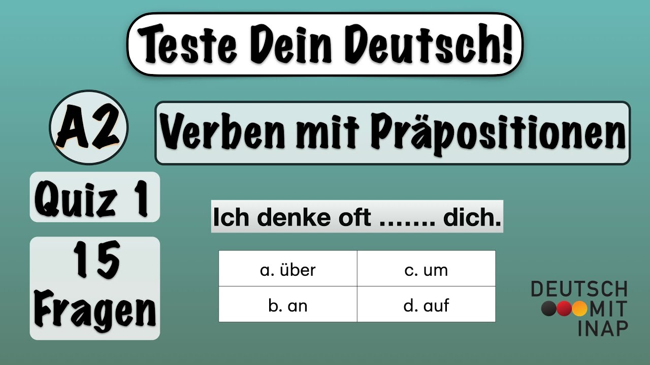 Teste Dein Deutsch | A2-Quiz 1| Verben mit Präpositionen | German ...