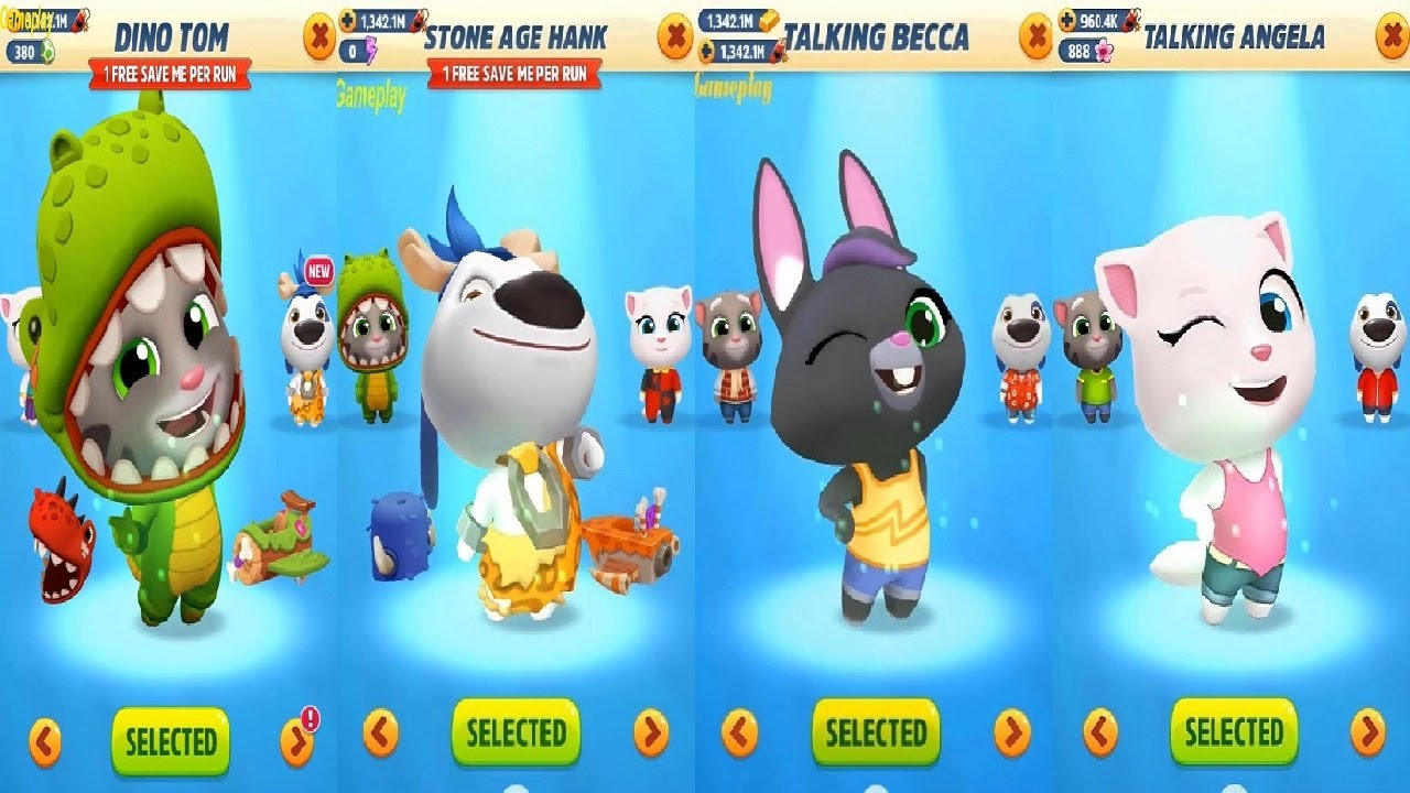 Talking Tom Gold Run Chinese Version Dino Tom VS Stone Age Hank VS ...