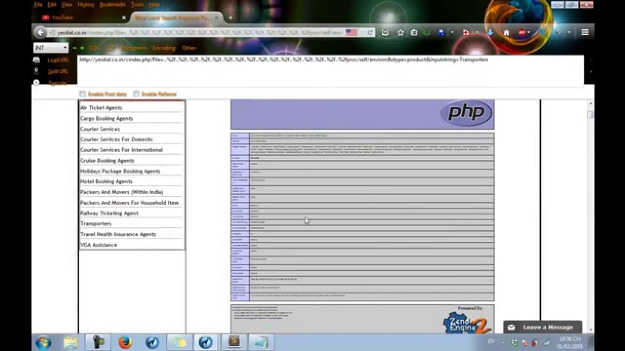 LFI uploading shell with /proc/self/environ - YouTube