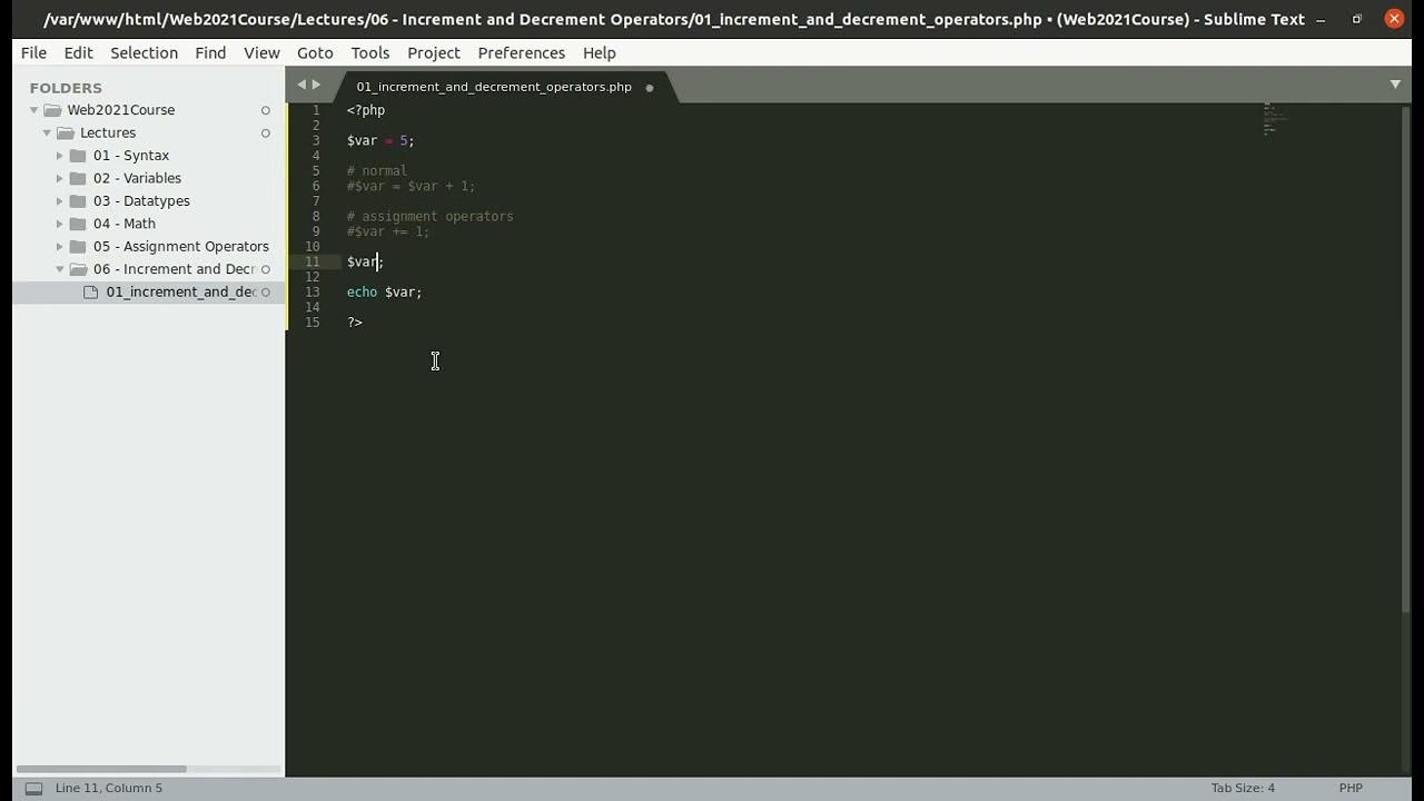 16 PHP Web Development 15 Operators Increment & Decrement Operators - YouTube