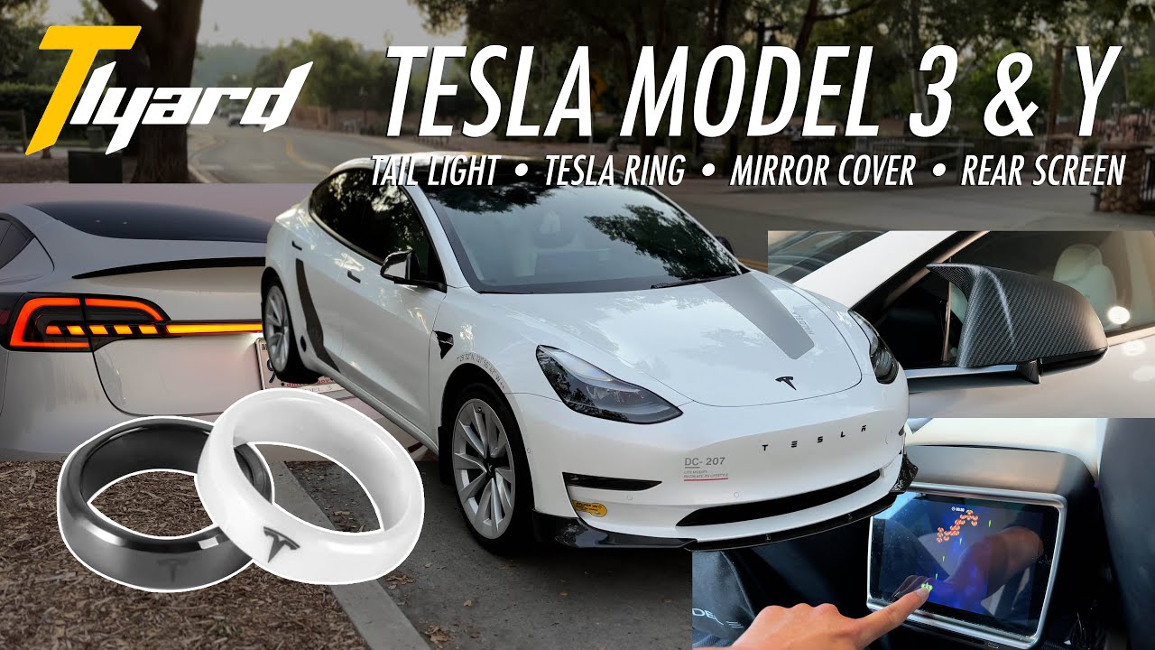 Tesla Model 3 & Y Tail Bar Light • Tesla Ring • Carbon Fiber Cover ...