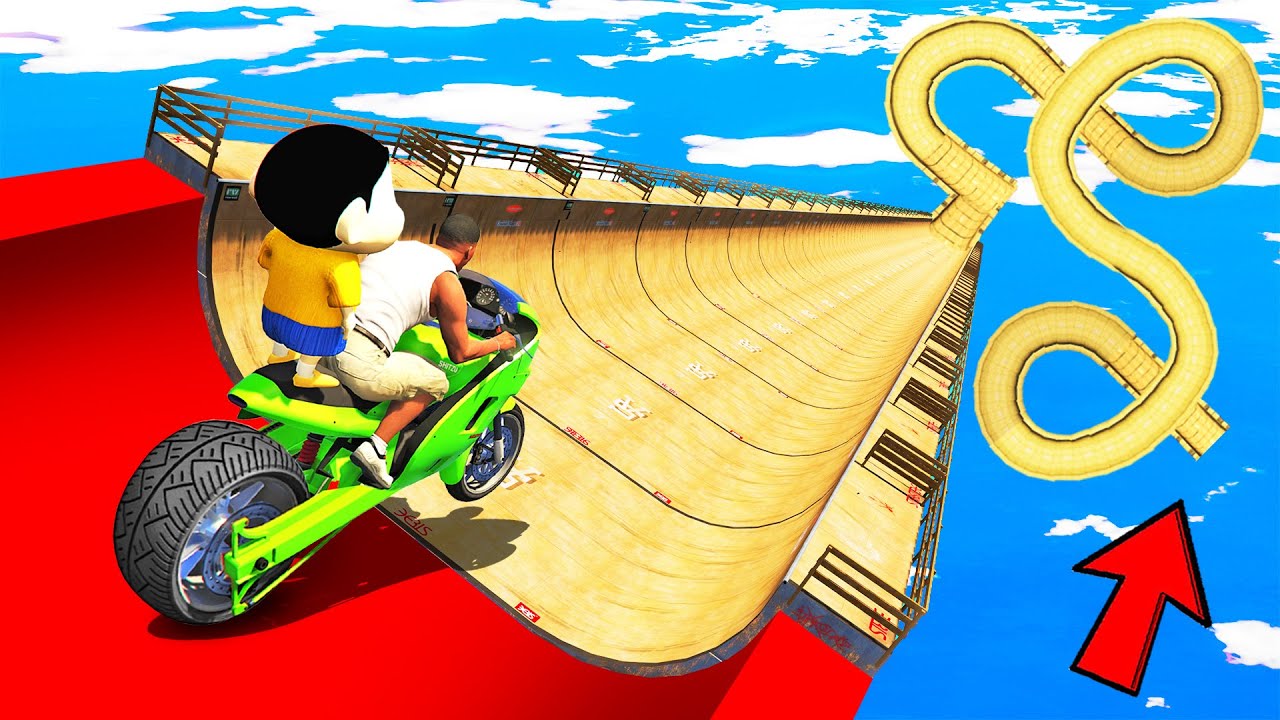 SHINCHAN AND FRANKLIN TRIED THE DEEP LONG LOOP MEGA RAMP JUMP CHALLENGE ...