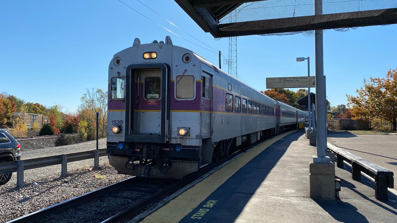 MBTA CTC-3 1530 Leads On The South Side! Keolis Train 1914 Departs ...
