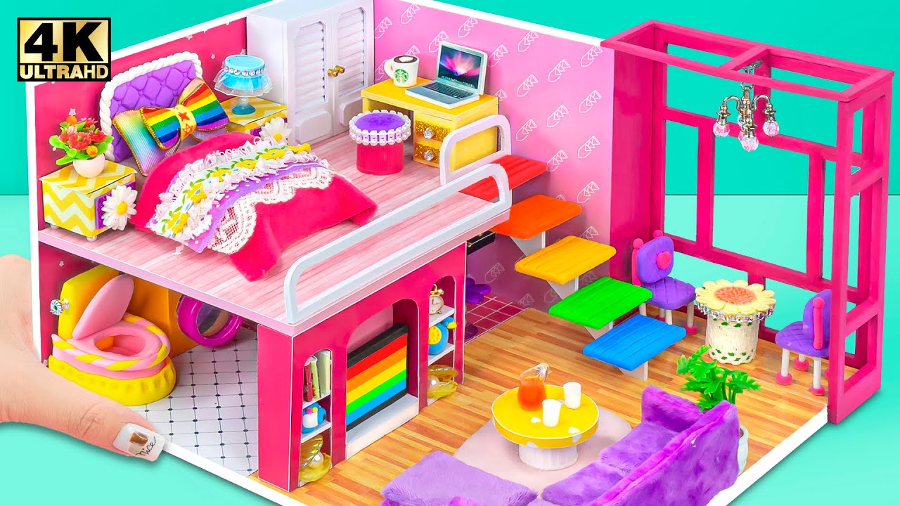 (AWESOME) Build and Decor Simple Modern Pink Cardboard House for a ...