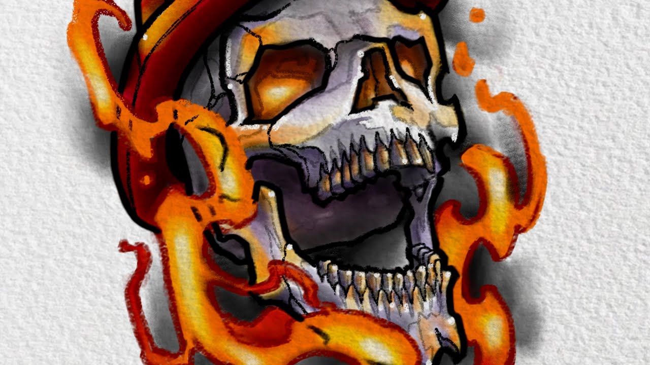 Caveira Coringa Em Chamas