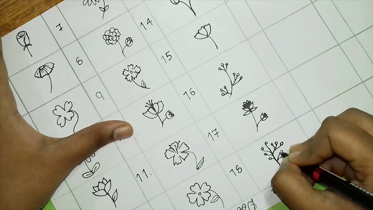 30 different types of flower doodles - YouTube