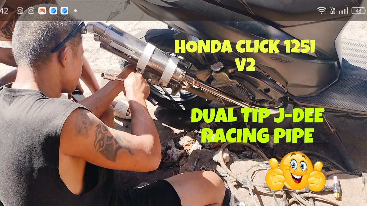 HONDA CLICK 125i v2 / DUAL TIP J-DEE RACING PIPE.. - YouTube