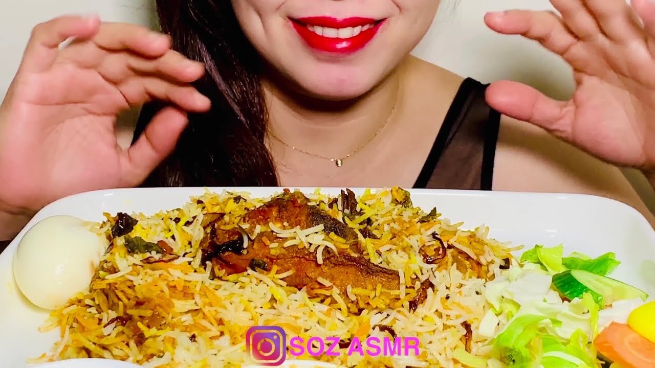 ASMR SPICY CHICKEN BIRYANI (INDIAN FOOD) | (EATING SOUNDS) NO TALKING ...