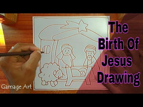 The birth of jesus drawing | step by step | easy drawing jesus birth ...
