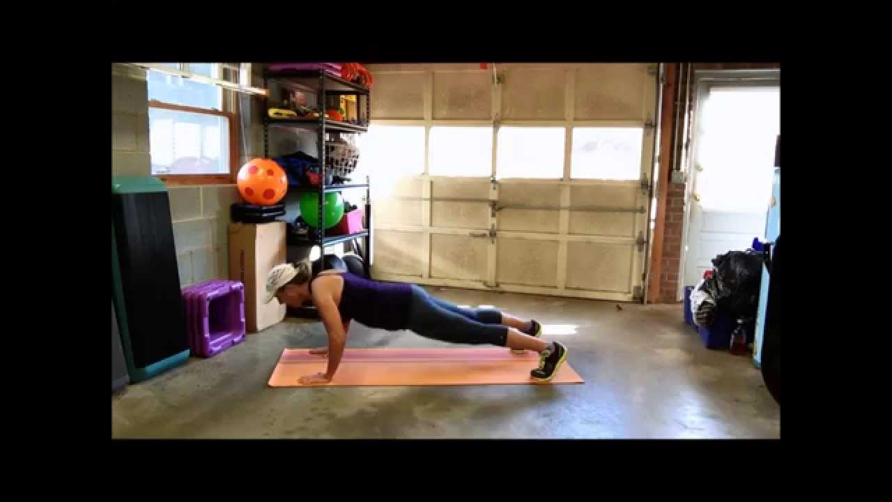 Plank to Crossover Toe Touch with Pushup Progression (works core, arms ...