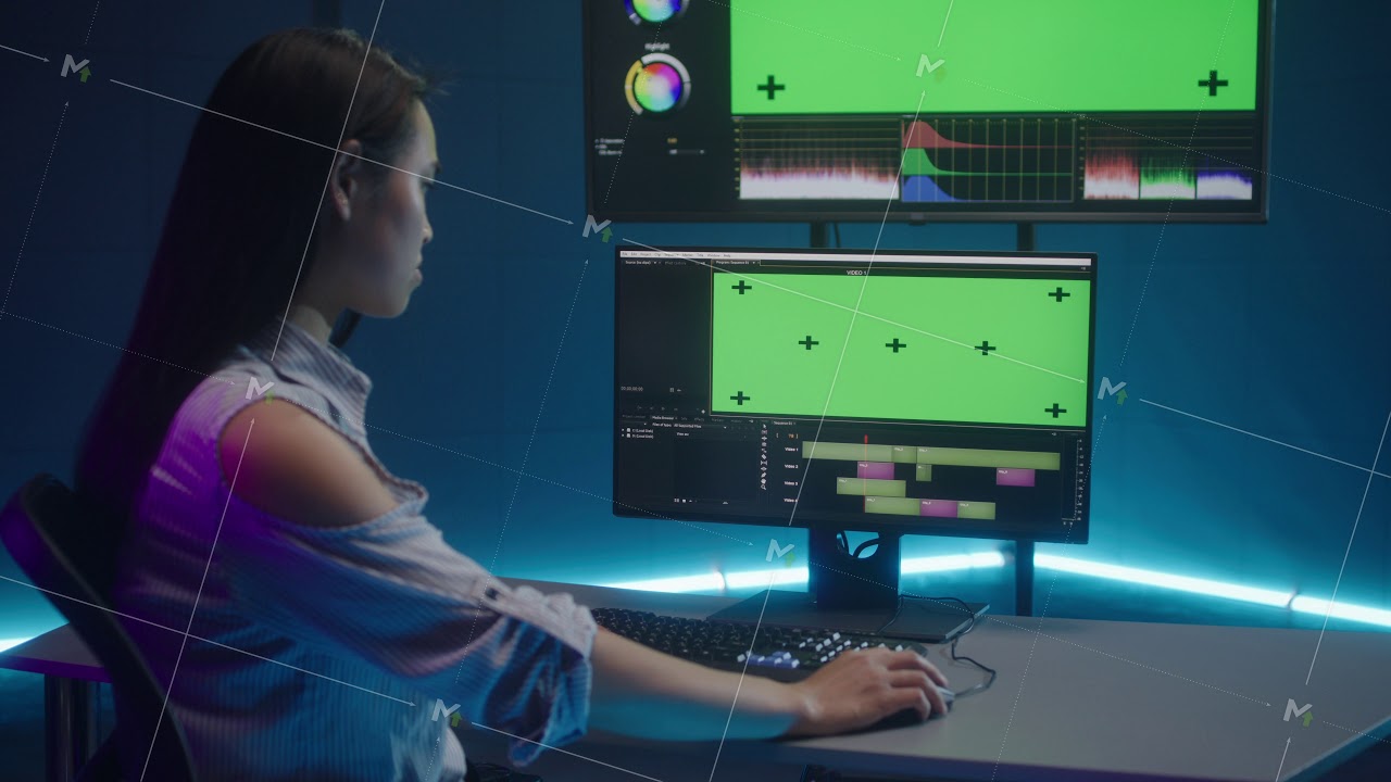 Video editor at work in editing room - YouTube