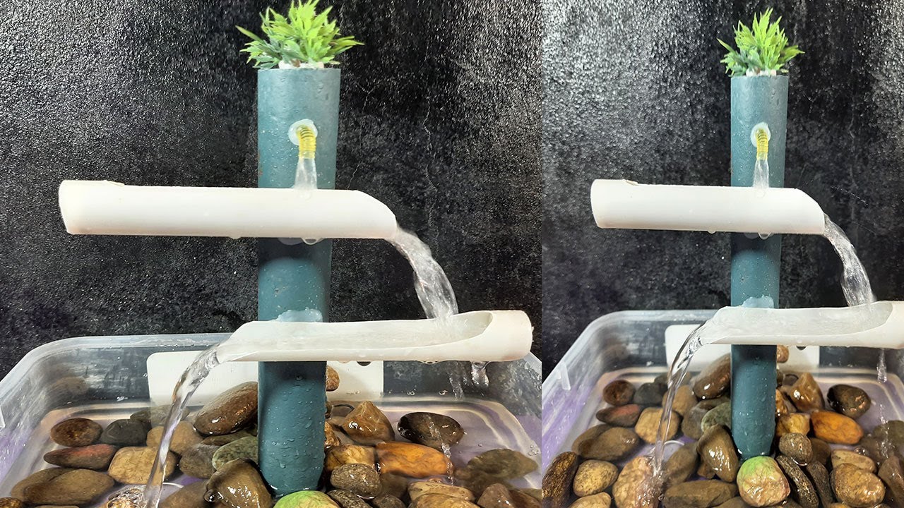 Amazing Waterfall Fountain making at home using PVC Pipe // Water ...