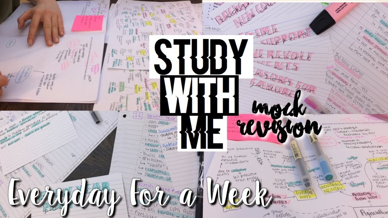 WEEK OF MOCK REVISION / STUDY WITH ME EVERY DAY FOR A WEEK - YouTube
