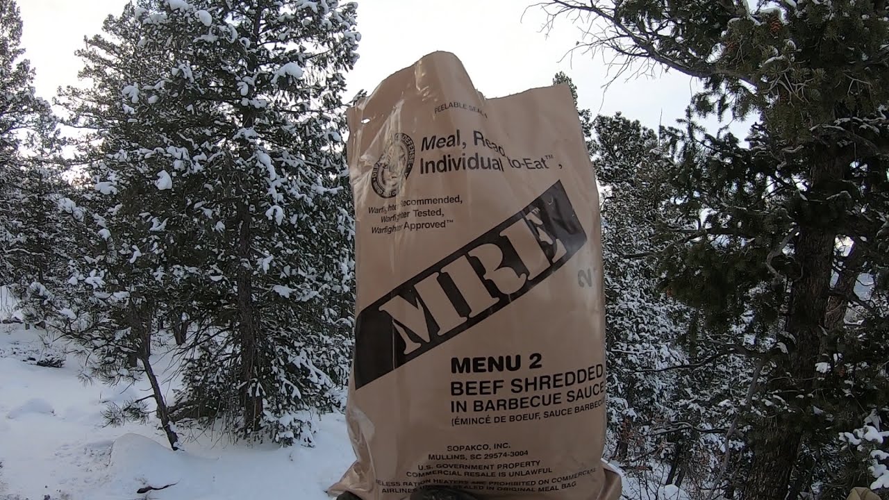 MRE menu #2 review in the cold snowy mountains. 5 degree weather - YouTube