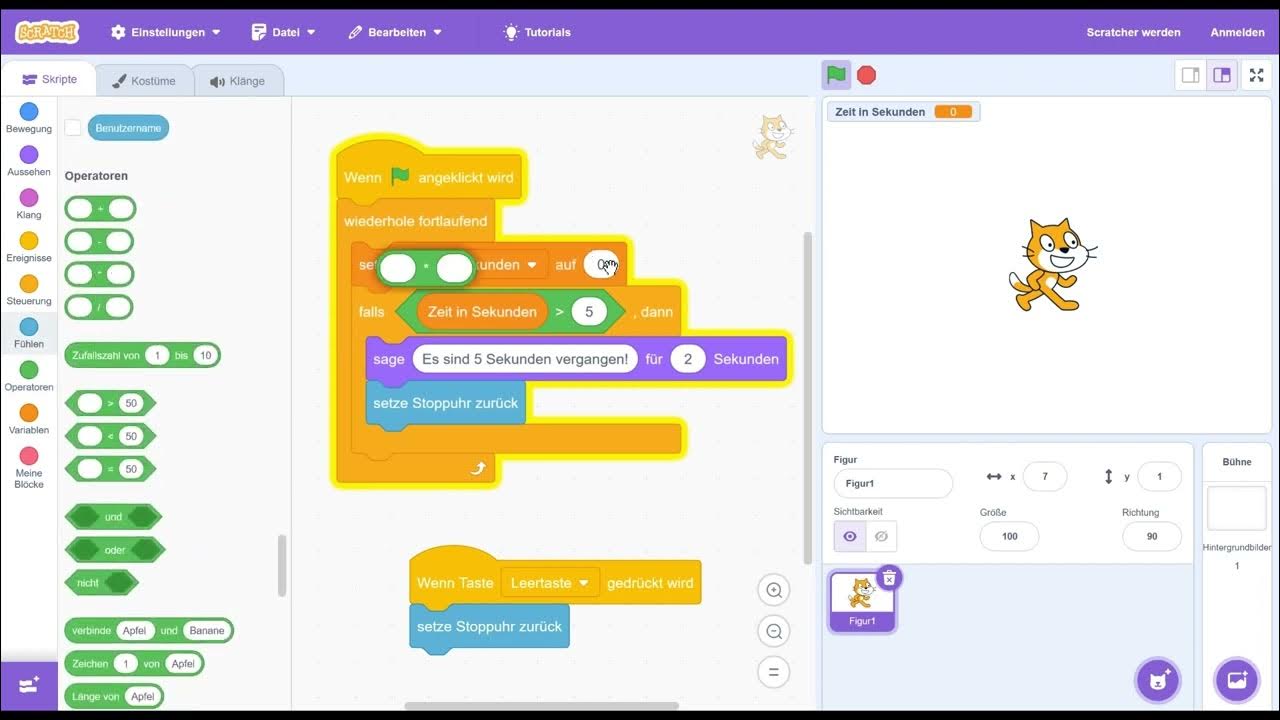 Scratch Stoppuhr und Zeitanzeige - YouTube