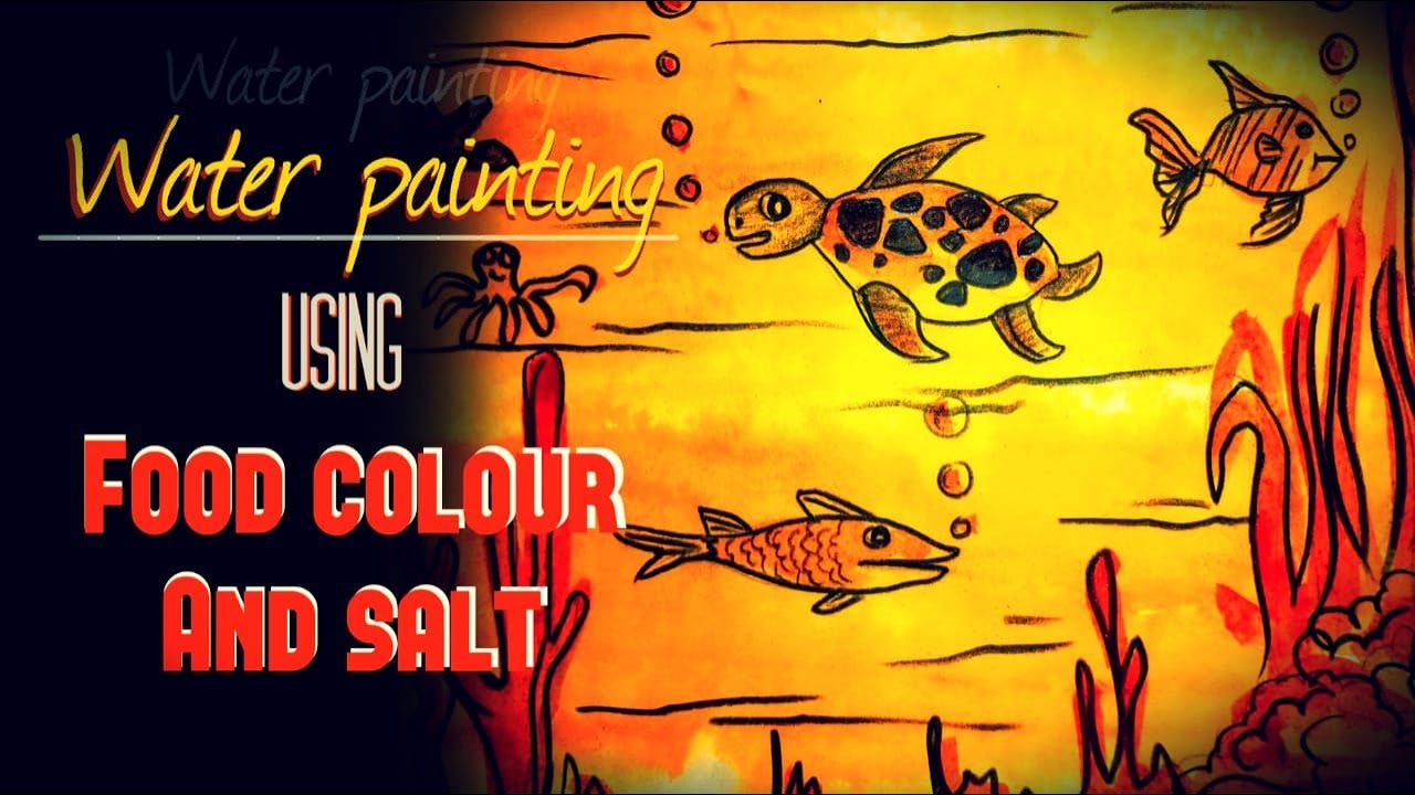 Water Painting using Food Colour and Salt | Easy Drawing for Kids using ...