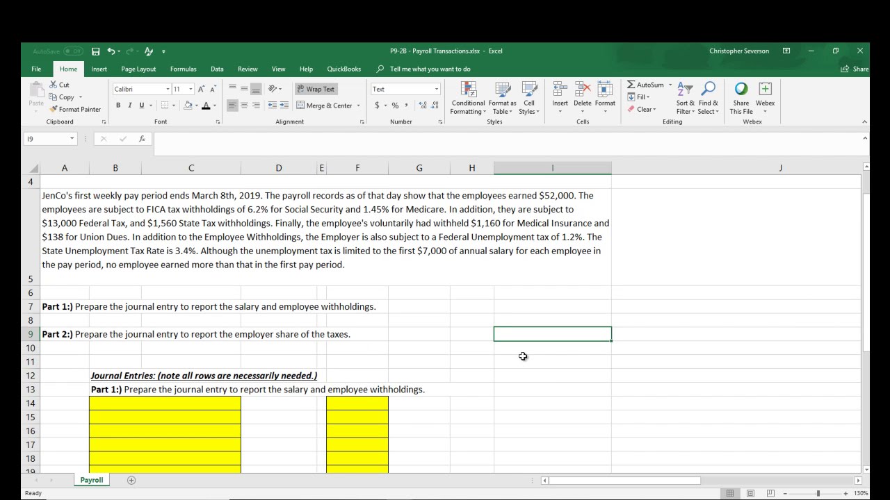 Accounting - Payroll Practice Exercises - Severson - YouTube