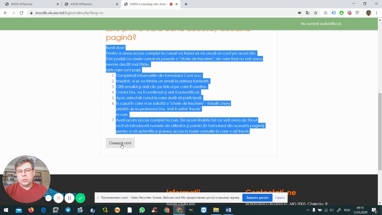 001 creare cont pe moodle asem - YouTube