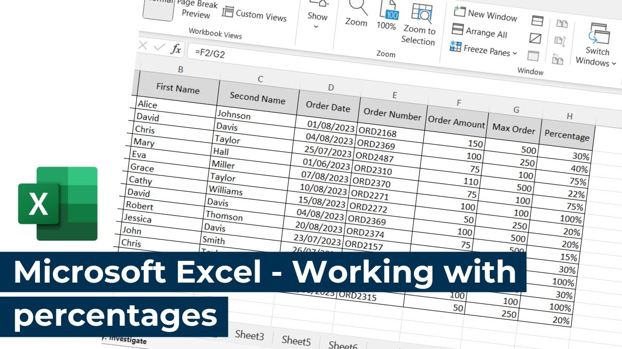 Microsoft Excel - Working with percentages - YouTube