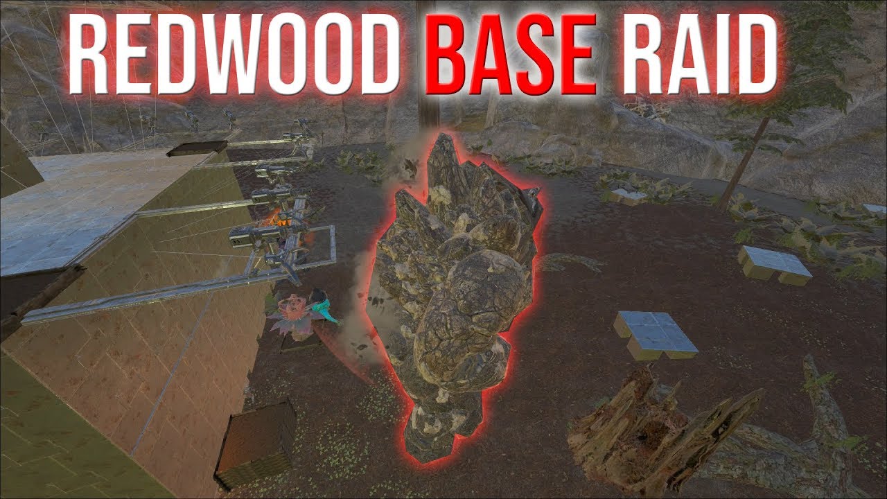RAIDING REDWOOD TURRET BASE - ARK SMALL TRIBES PVP #54 - YouTube