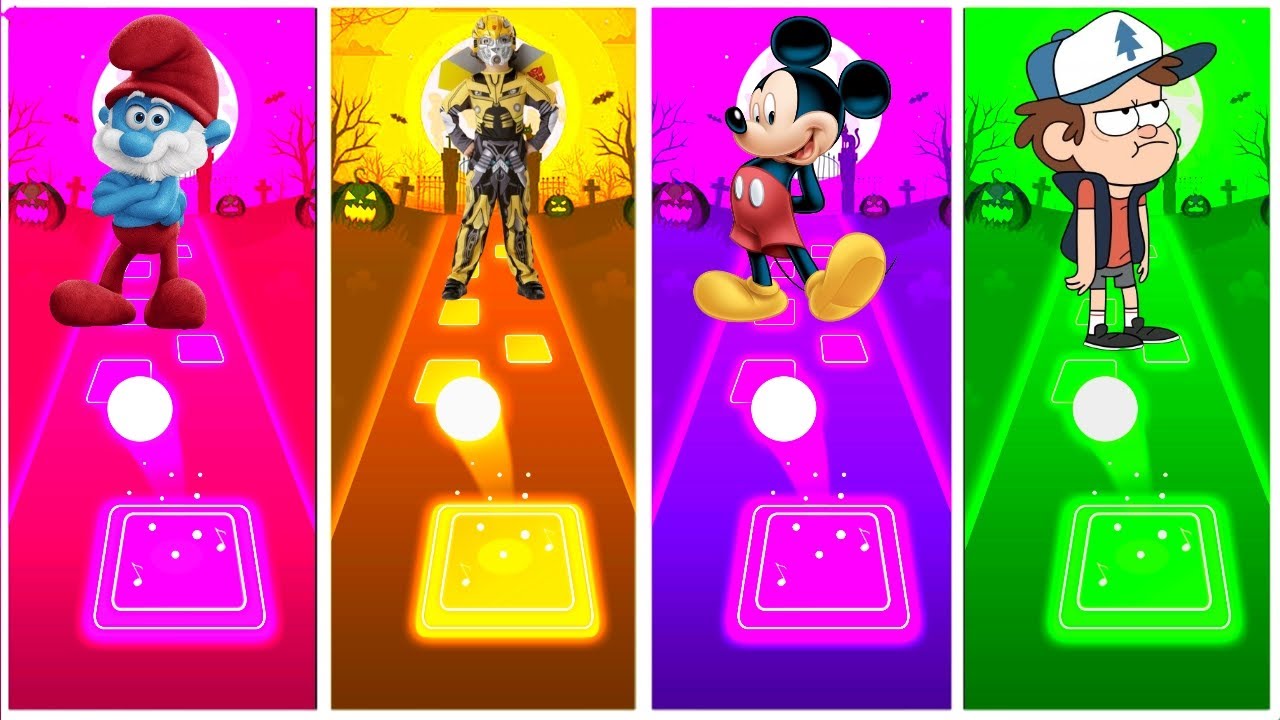 The Smurfs 🆚 Transformers 🆚 Mickey Mouse 🆚 Gravity Falls Tiles Hop Edm ...
