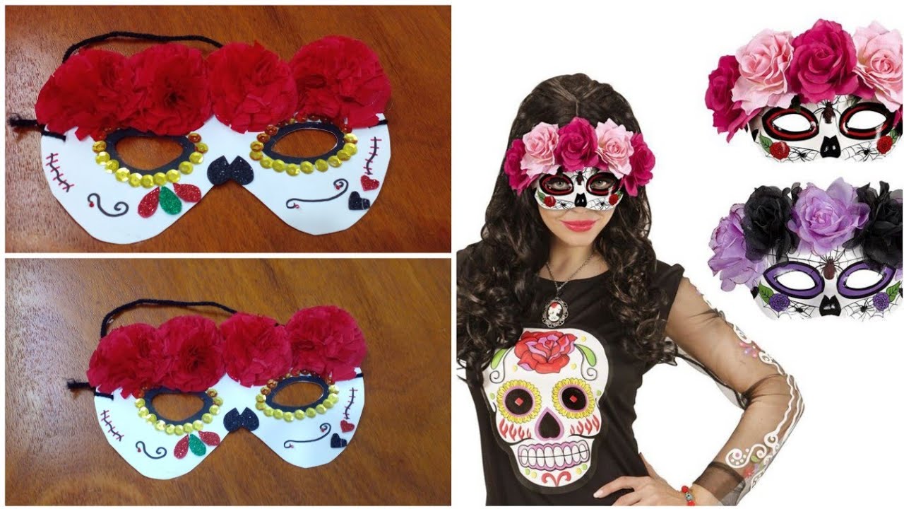 antifaz de catrina para dia de muertos /mascara de catrinas de cartón ...