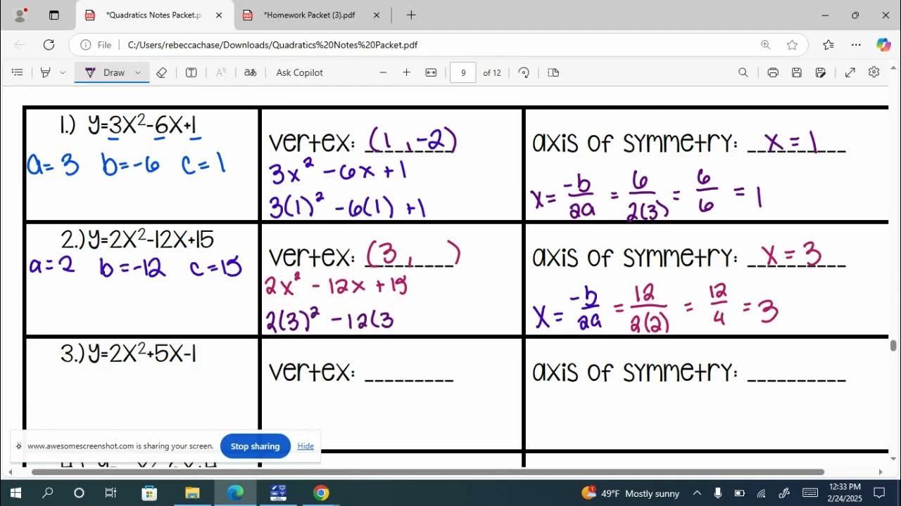 Graphing Quadratics in Standard Form - YouTube