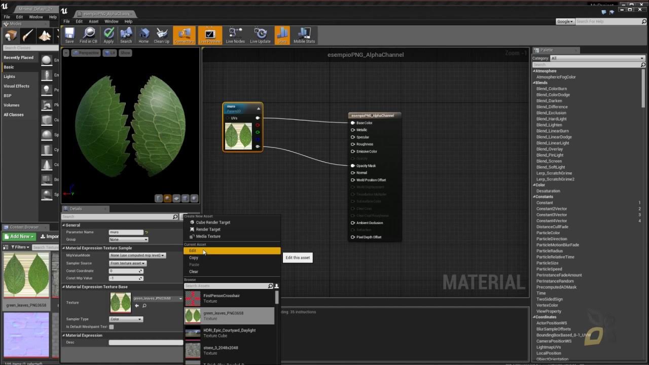 VideoCorso Unreal Engine 4 - Lezione 22 - Materiali, Canali RGB e Alpha, Texture e Coordinate UV ...