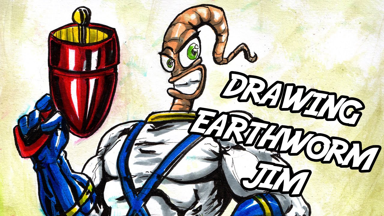 Drawing EarthWorm Jim speed painting game art timelapse /desenhando ...