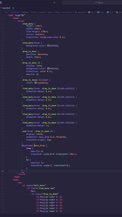 Menu Z Efektem Drop In Down Html I Css Htmlandcss Html5 Html Htmltutorial Htmlcss Youtube