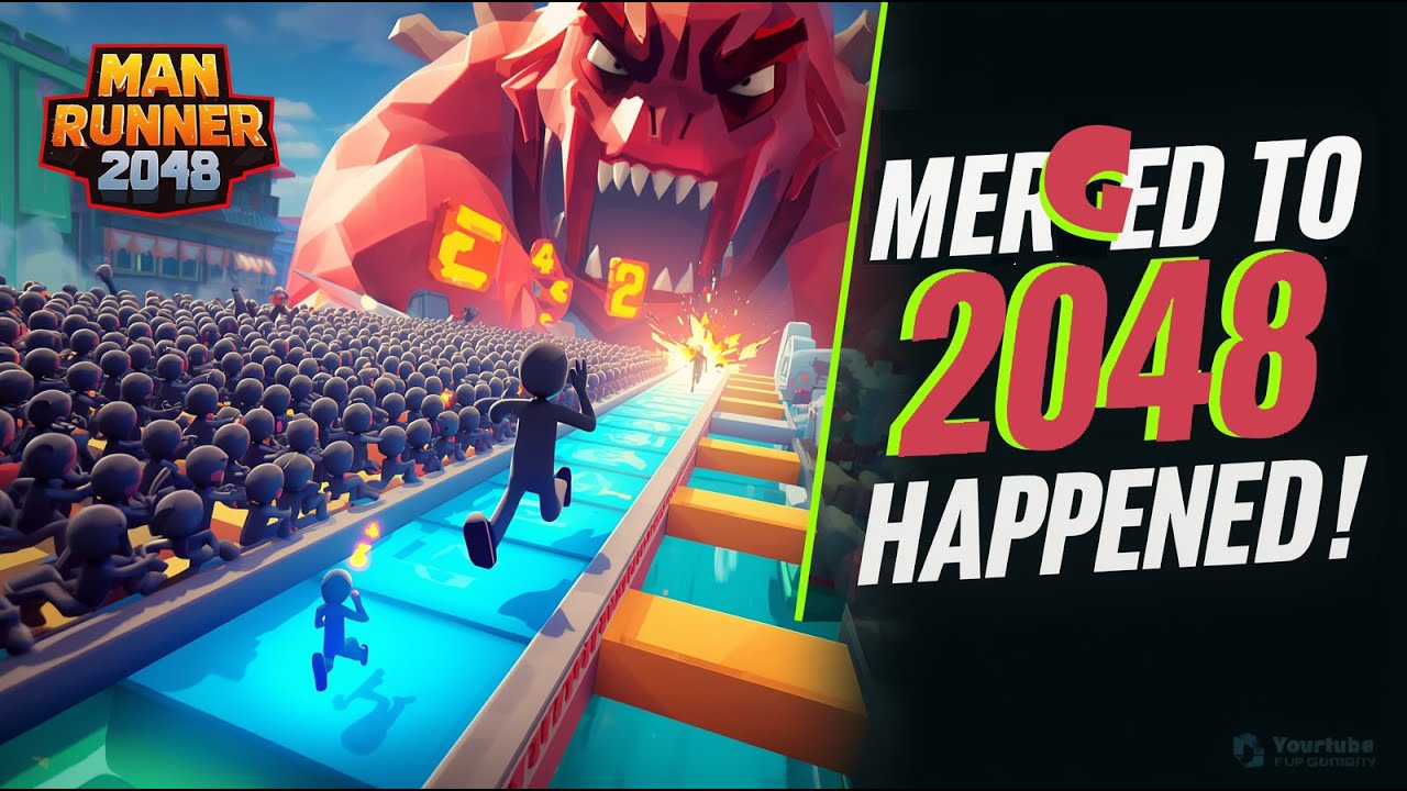 I Merged to 2048 Then This MONSTER Appeared! Man Runner 2048 CrazyGames ...