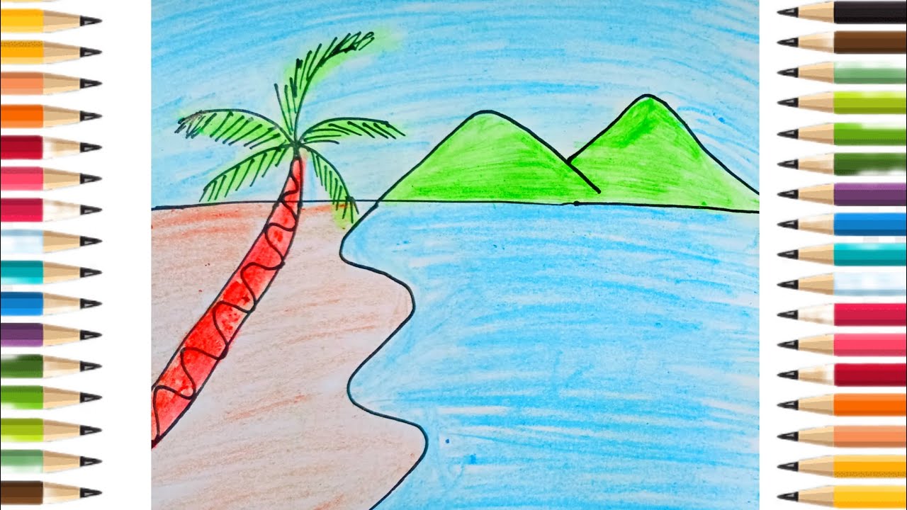 How to draw NATURE| Nature drawing for kids| Easy drawing for kids ...