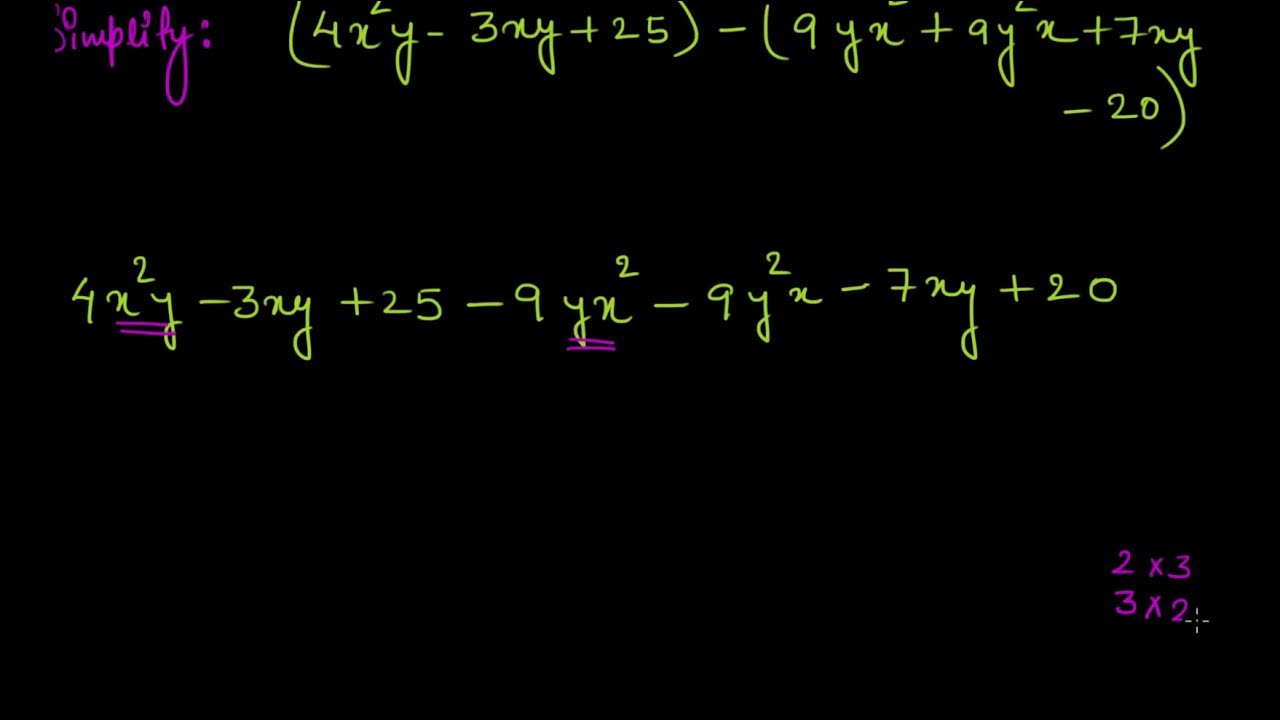 Subtracting polynomials two variables (Hindi) | Class 8 (India) | Khan ...