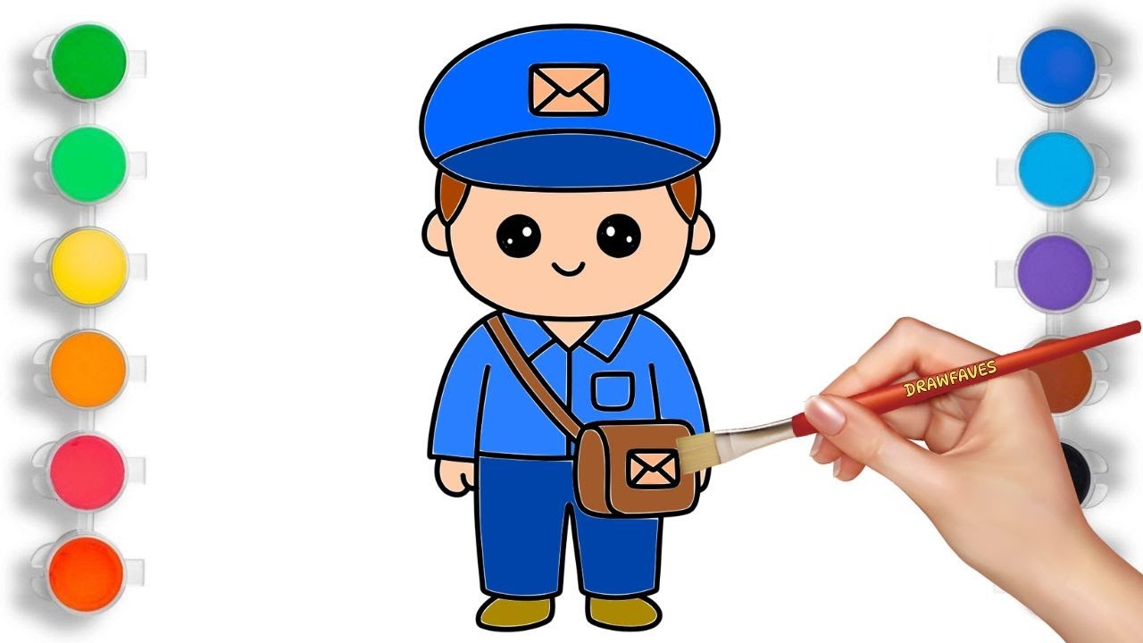 How to Draw and Color a Postman | Learn to Draw Postman | Easy & Fun ...