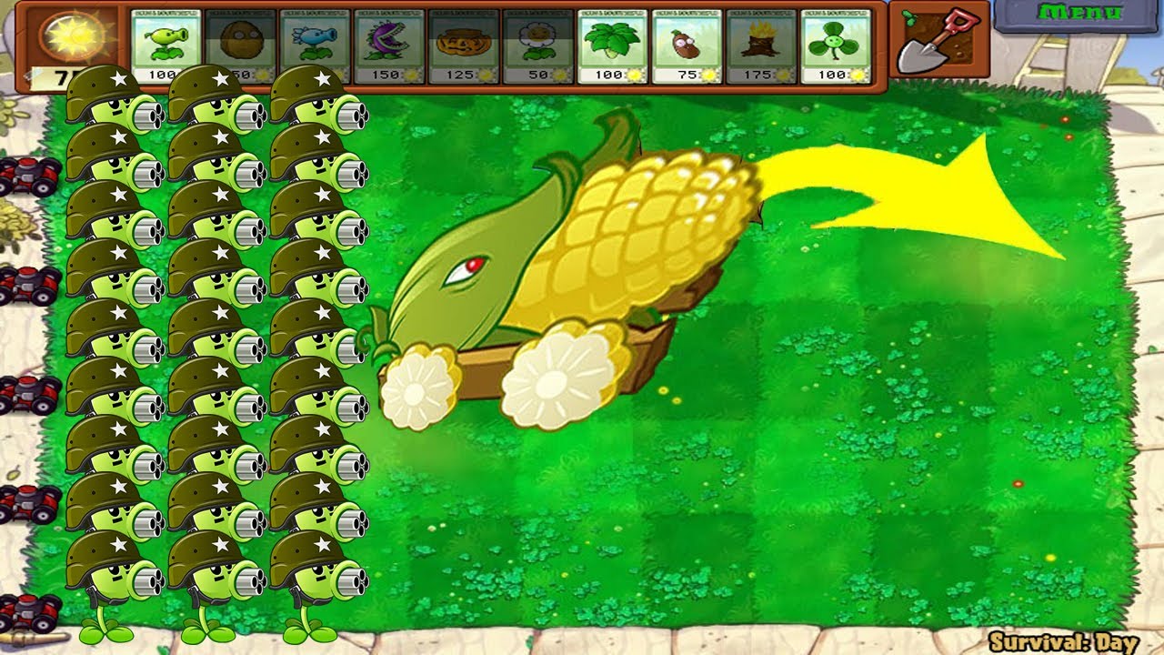 Plants Vs Zombies - Gatiling Pea Fire vs Cob Cannon vs Zombies - YouTube