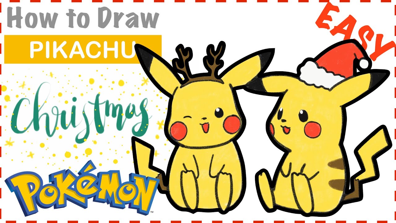 How to draw Pikachu for Christmas | Pokemon Drawings for Kids - YouTube
