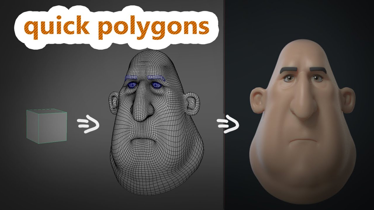 quick polygons toon head from imagination - YouTube