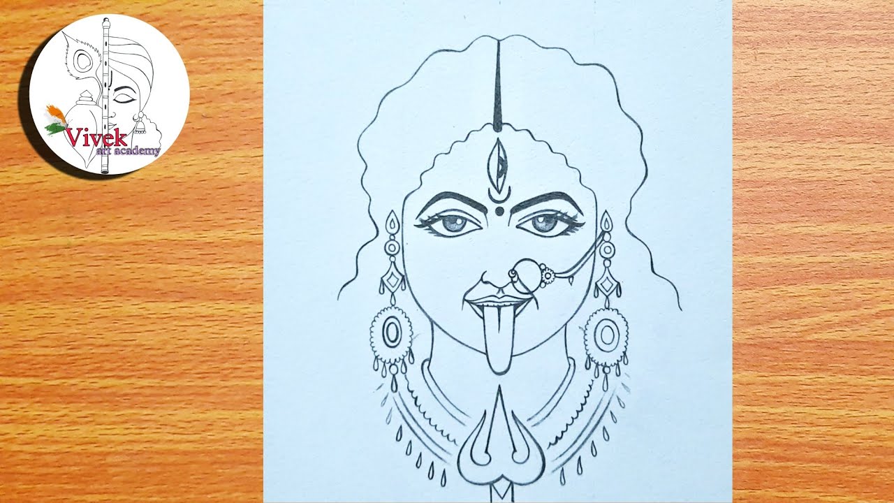 Maa Kali Drawing Easy And Step By Step Goddess Kali Drawing For Beginners Youtube