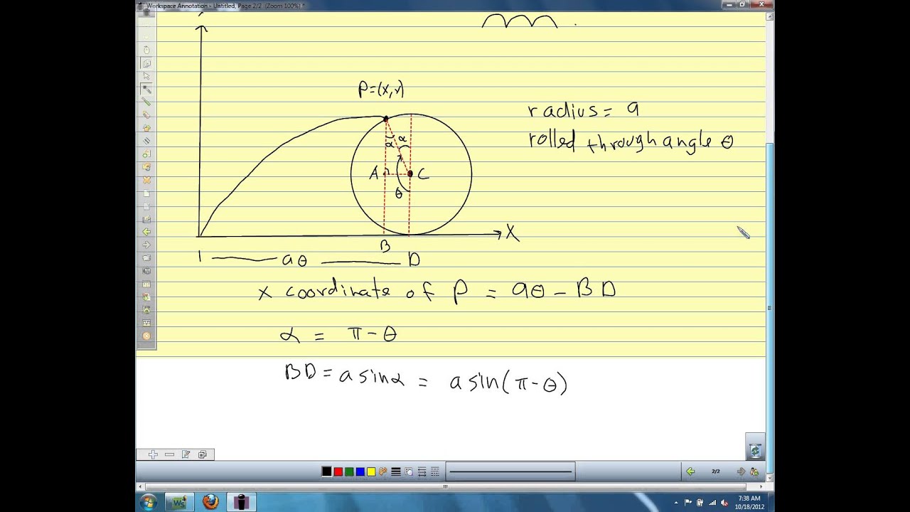 Calc II 10.2 pt 2 Parametric equations and cycloids - YouTube