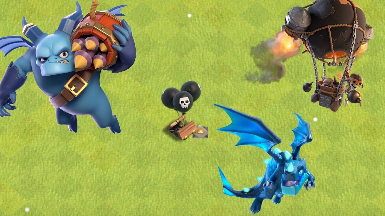 seeking air mine max vs all air troops in clash of clans - YouTube