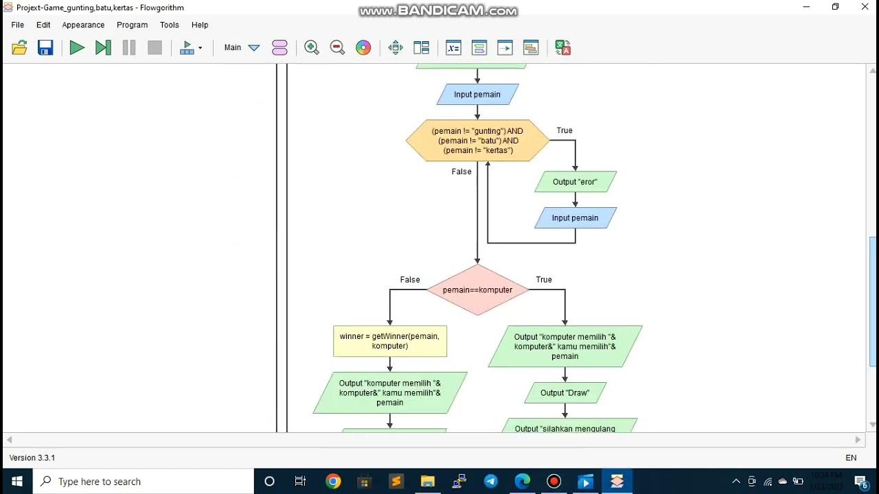 Game gunting batu kertas di flowgarithm - YouTube