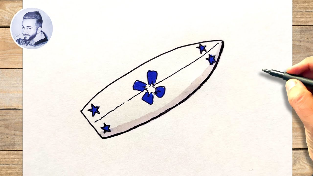 Comment dessiner une planche de surf a dessiner facile - YouTube