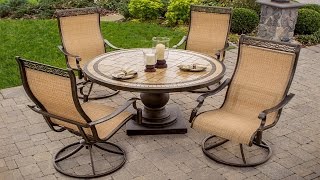 Outdoor Swivel Rockers Patio Furniture - 5-Piece High-Back Sling Swivel Rocker Outdoor Dining Set