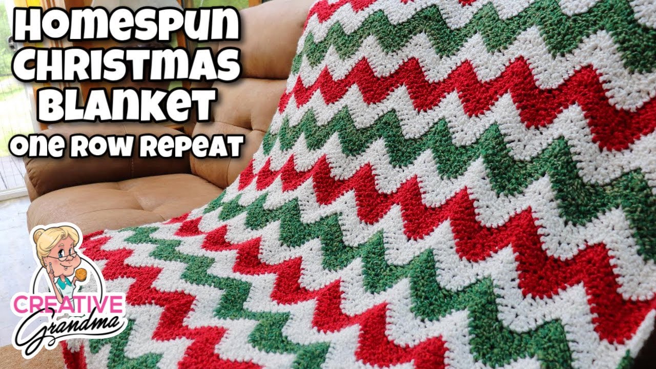 CROCHET Homespun Christmas Blanket Tutorial - One Row Repeat # ...