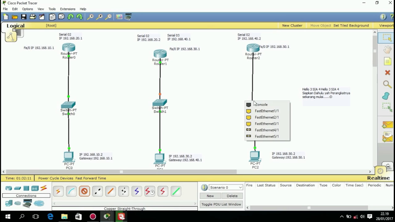 JARKOM 3 Router 3 Switch 3 PC - Jaringan Komputer (Cisco Packet Tracer ...