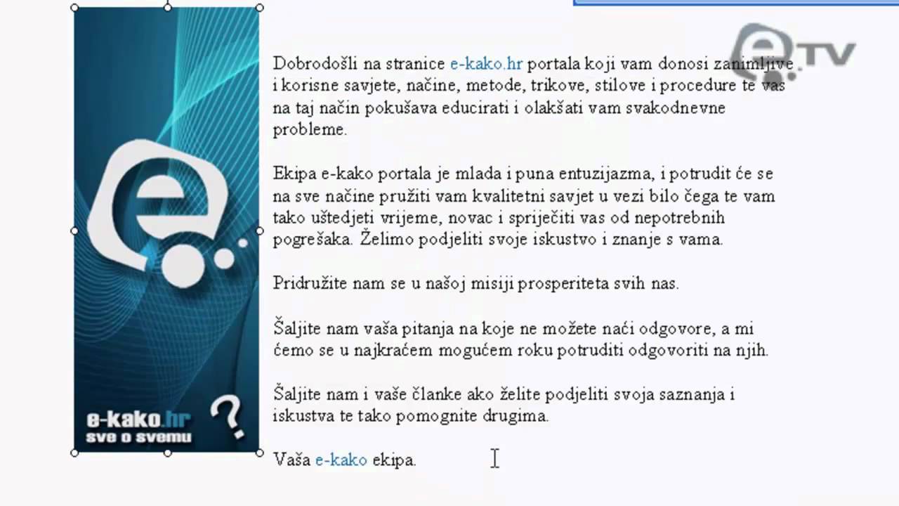 Kako u Wordu Staviti Tekst Pored Slike - YouTube