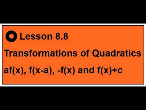 Lesson 8.9 Transformations of Quadratics - YouTube