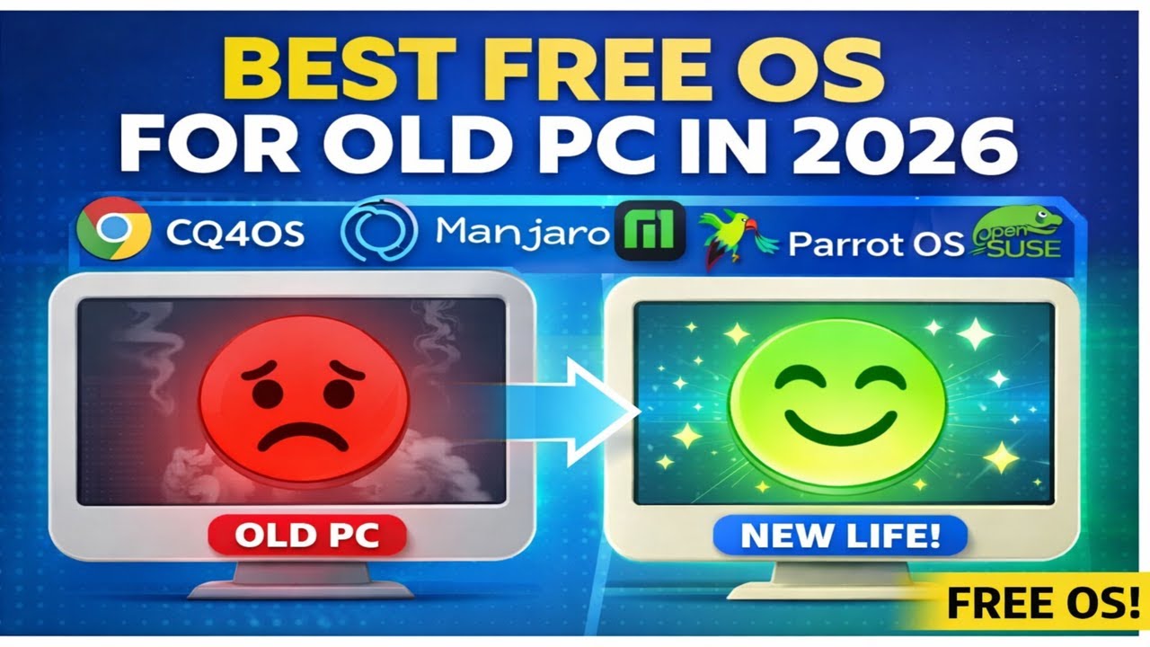 Best Free OS for Old PC in 2026 | Chrome OS Flex, Q4OS, Manjaro, Parrot ...